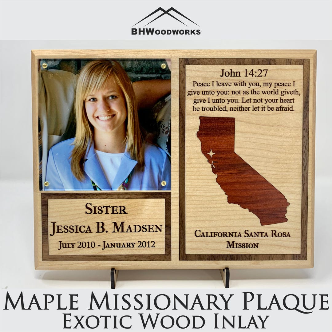 LDS Mormon Missionary Plaque 7x9 Maple ~ Custom Engraved With Beautiful ...