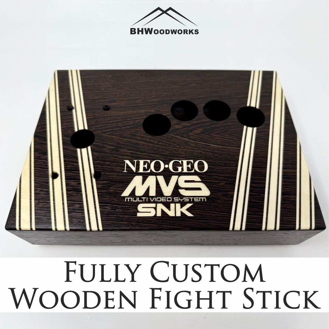Wooden Arcade Fight Stick, Leverless Hitbox ~ Free Engraving ~ Case ...