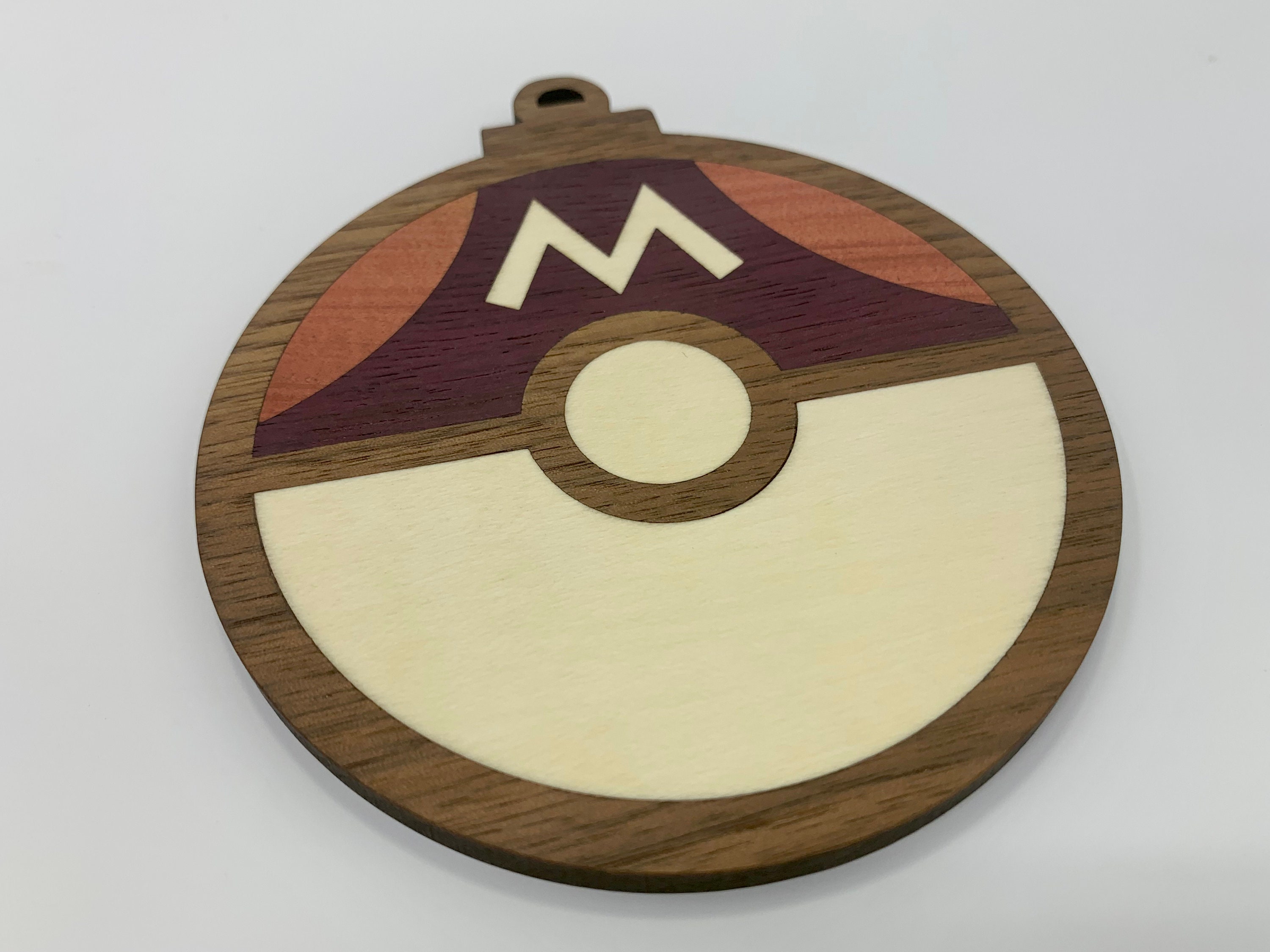 Pokemon Master Ball Christmas Tree Ornament ~ Beautiful Wood Inlay ...