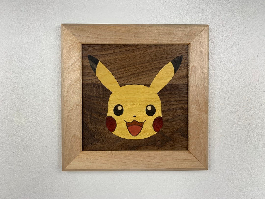 Pikachu Exotic Wood Inlay Wall Art Pokemon Fan Home Decor Laser ...
