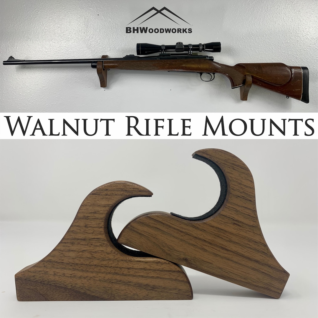 Walnut Minimalist Rifle Wall Mount ~ Solid Wood ~ Custom Hunting ...