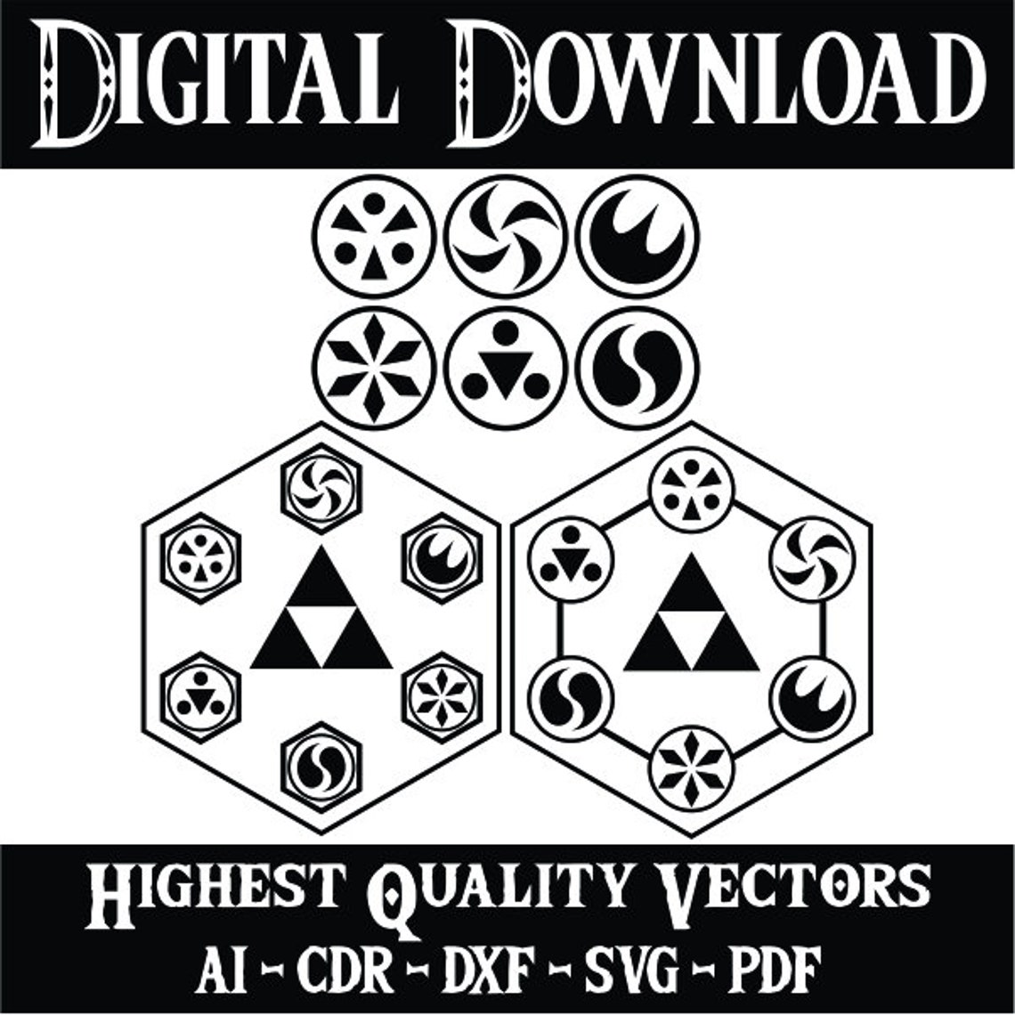 Ocarina of Time Sage Medallion Symbols ~ High Quality Legend of Zelda ...