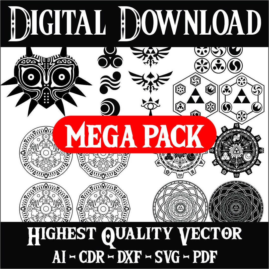 MEGA BUNDLE Zelda Vectors ~ Majora's Mask, Twilight Mirror, Clock Town ...