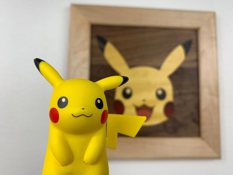 Pikachu Exotic Wood Inlay Wall Art Pokemon Fan Home Decor | Etsy