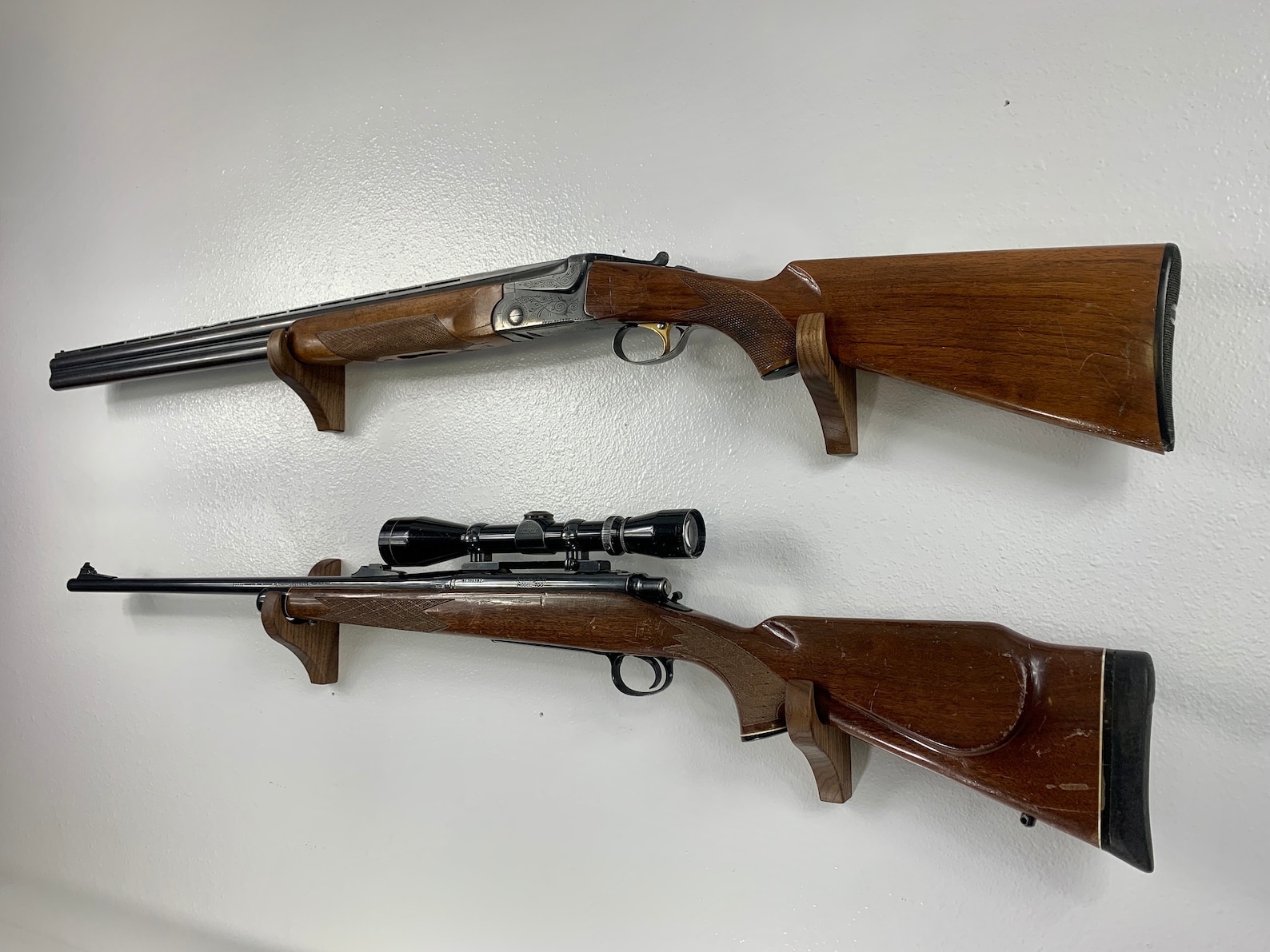 Walnut Minimalist Rifle Wall Mount Solid Wood 1 Pair Custom Hunting ...