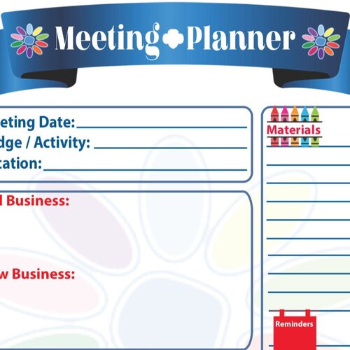EDITABLE Girl Scout Meeting Planner 8x10 Print From Home - Etsy