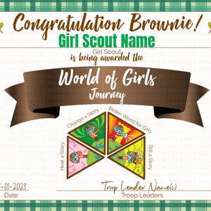 EDITABLE GS World of Girls Journey Certificate Customize and Print From ...
