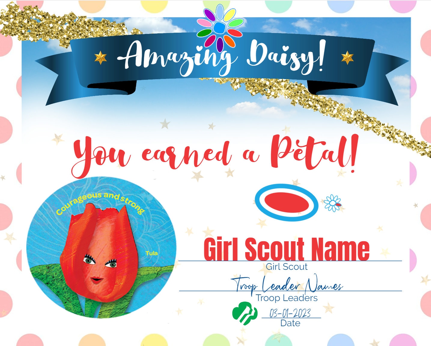 Editable Daisy Petals Bundle Girl Scout Certificates Print - Etsy