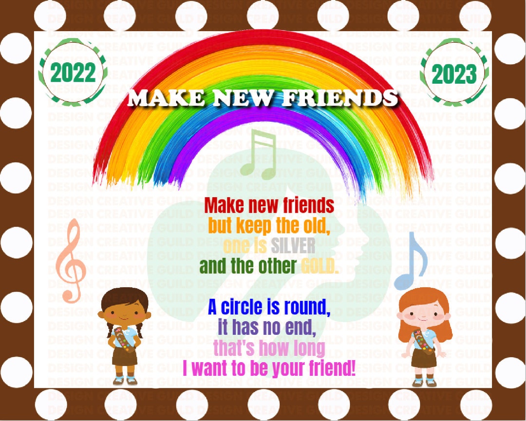 EDITABLE Girl Scout Make New Friends Song Brownie 8x10 Print From Home ...