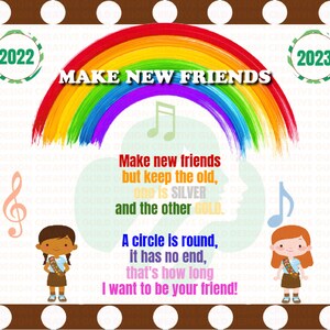 EDITABLE Girl Scout Make New Friends Song Brownie 8x10 Print From Home ...