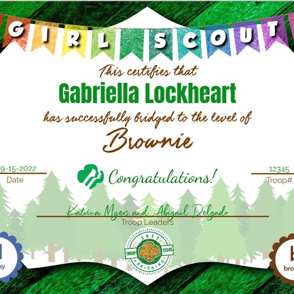Daisy Certificate to Brownie - Etsy