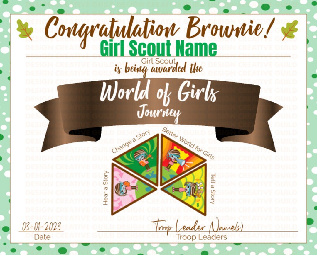 EDITABLE GS World of Girls Journey Certificate Customize and Print From ...