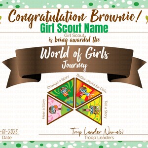 EDITABLE GS World of Girls Journey Certificate Customize and Print From ...