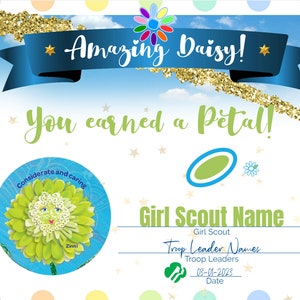 Editable Daisy Petals Bundle Girl Scout Certificates Print From Home - Etsy