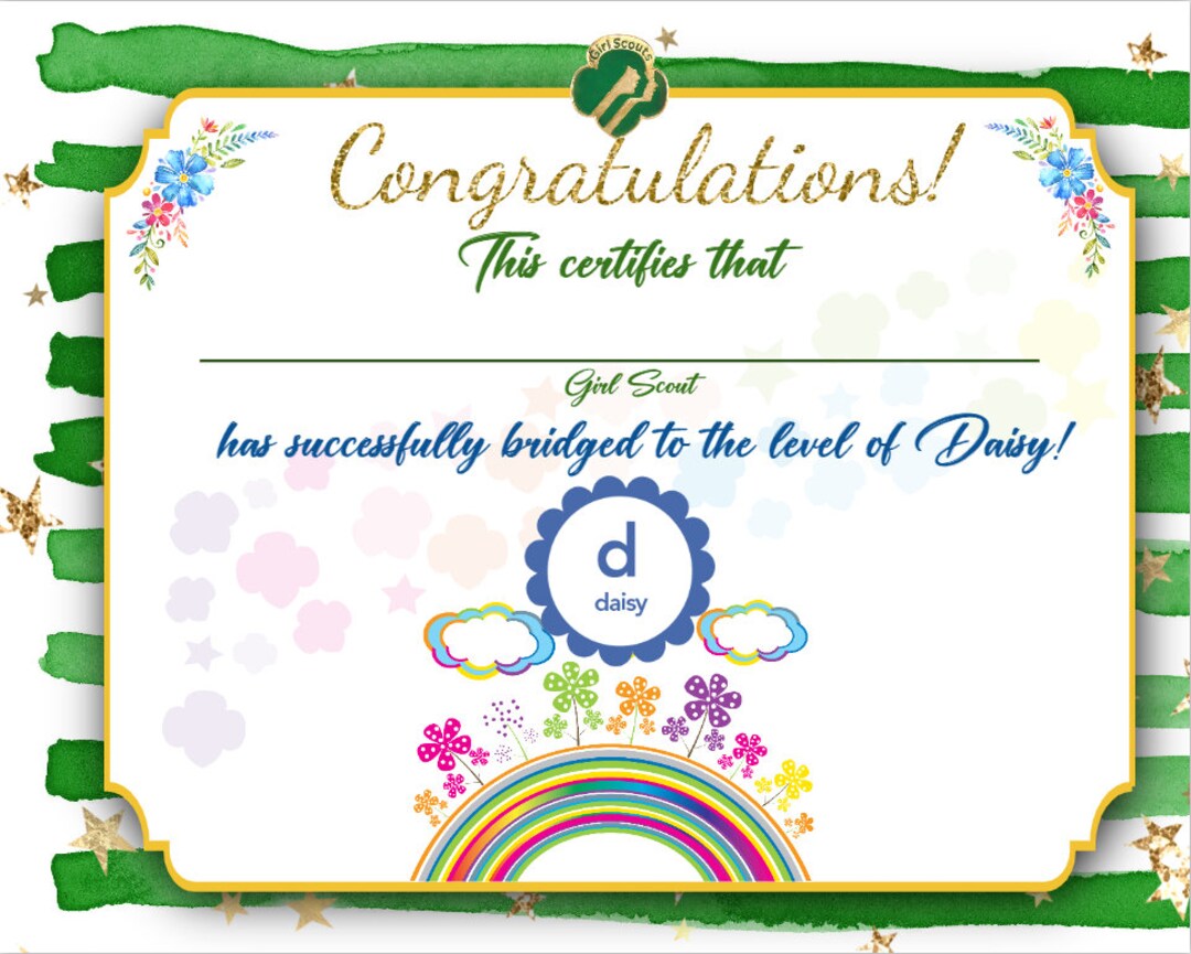 INSTANT DOWNLOAD EDITABLE Girl Scout Bridging Certificate Sprout to ...