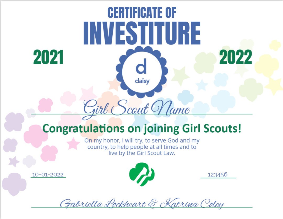 BUNDLE Investiture Certificates 8x10 Girl Scout Daisy Brownie Junior ...