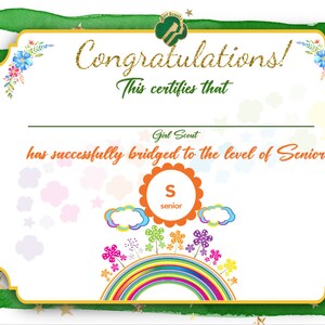 INSTANT DOWNLOAD EDITABLE Girl Scout Bridging Certificate Cadette to ...