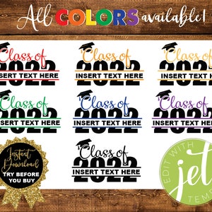 EDITABLE INSTANT DOWNLOAD Class of 2022, Graduation Cap Png, Senior ...