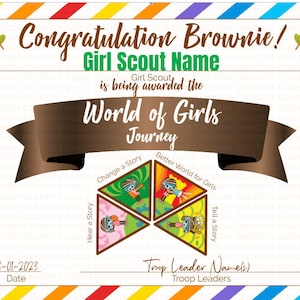 EDITABLE GS World of Girls Journey Certificate Customize and Print From ...