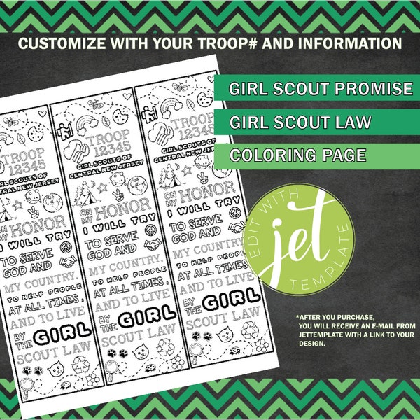 Girl Scout Coloring Bookmark - Etsy