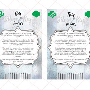 EDITABLE 4x6 Silver Key Certificate Cadette Edit With Jettemplate Print ...