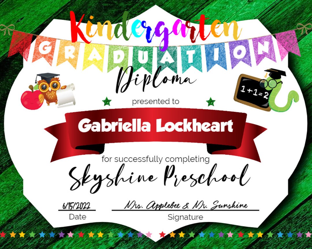Editable Pre-k Diploma, Graduation Certificate, Personalized School ...