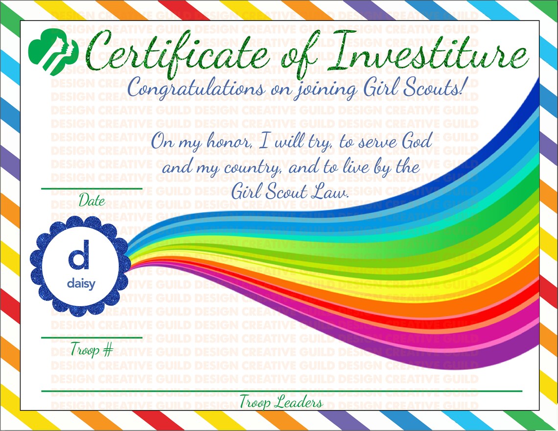 INSTANT DOWNLOAD EDITABLE Investiture Certificate Girl Scout - Etsy