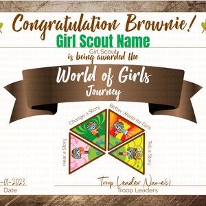 EDITABLE GS World of Girls Journey Certificate Customize and Print From ...