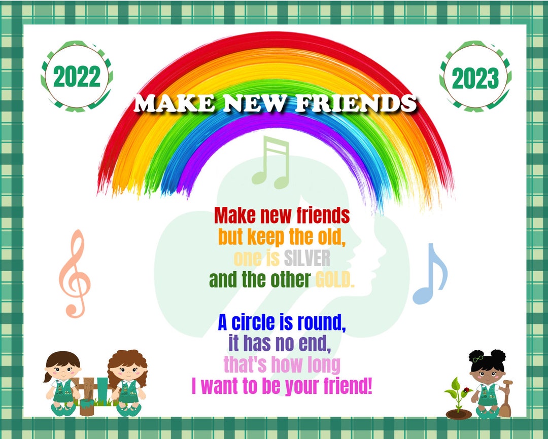 EDITABLE Girl Scout Make New Friends Song Girl Scout 8x10 Print From ...