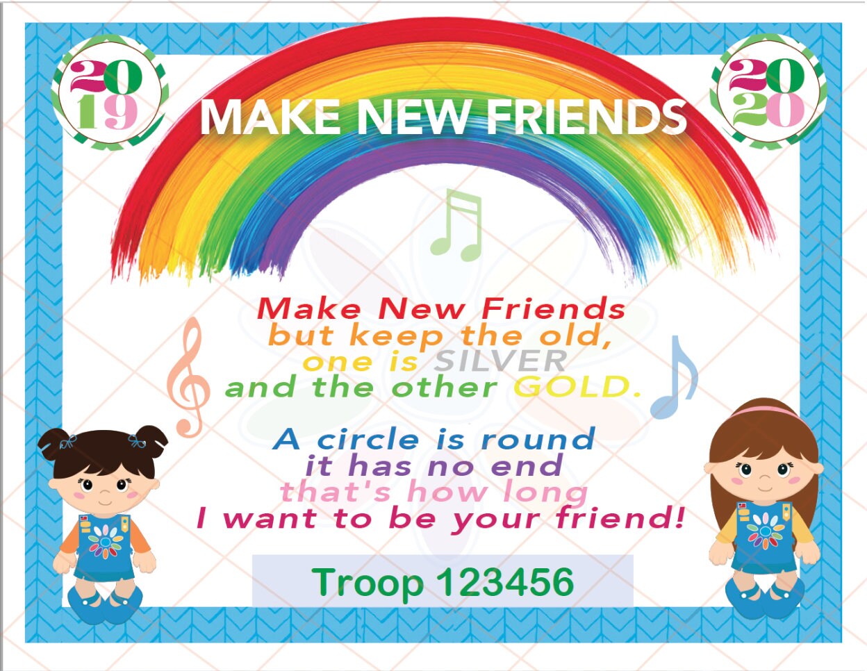 EDITABLE Girl Scout Make New Friends Song Daisy 8x10 | Etsy