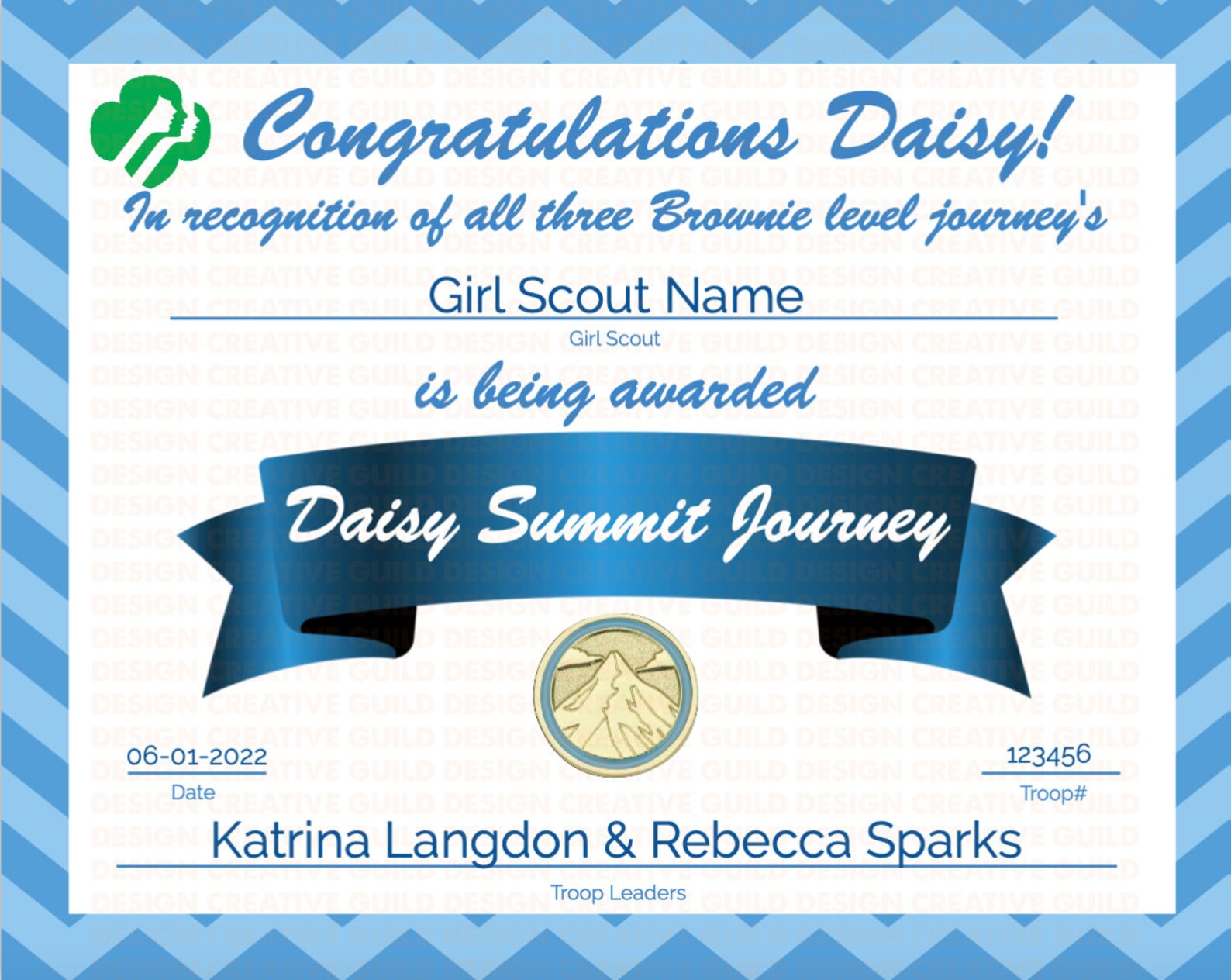 EDITABLE GS Daisy Summit Award Print From Home With - Etsy