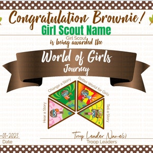 EDITABLE GS World of Girls Journey Certificate Customize and Print From ...