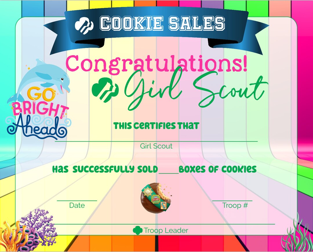 EDITABLE GS Cookies Sales Award Print From Home With Jettemplate - Etsy