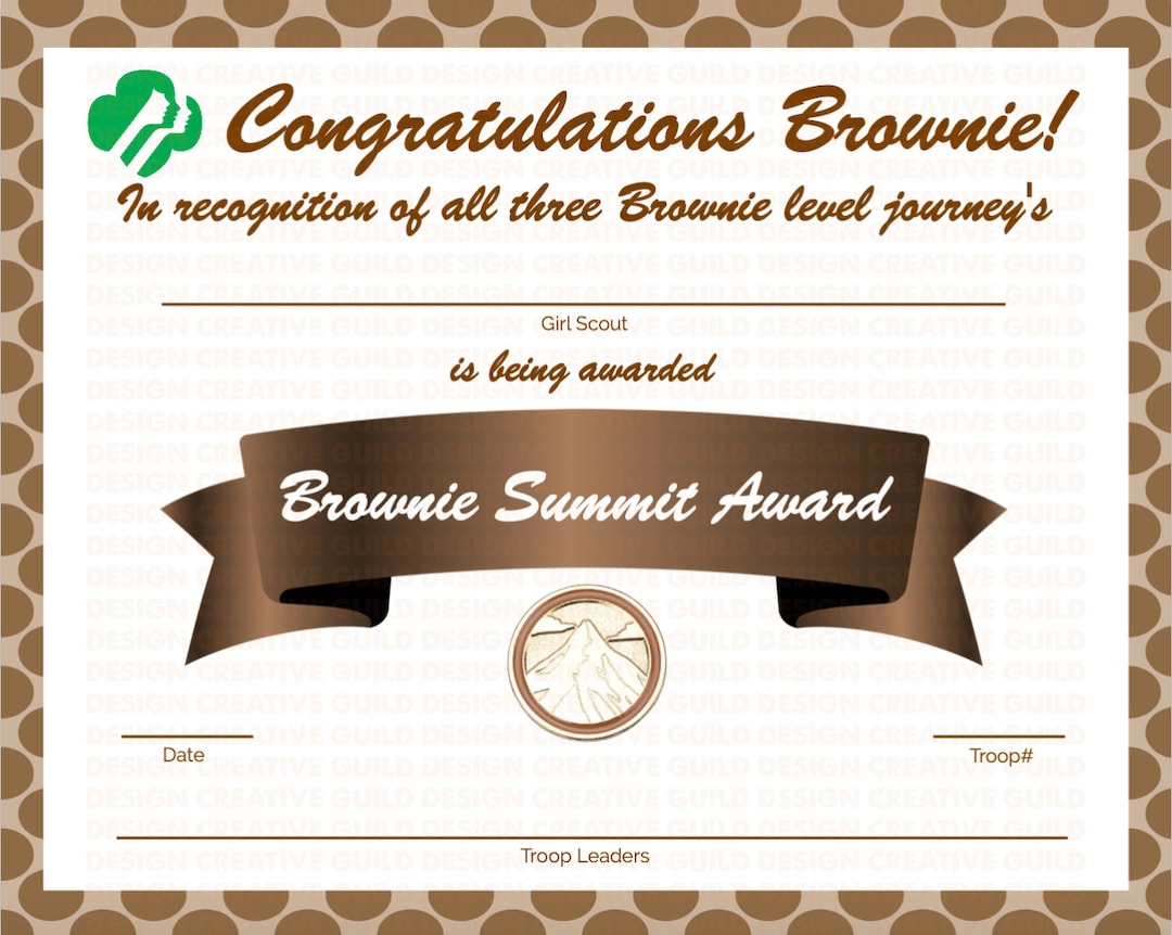 EDITABLE GS Brownie Summit Award - Print From Home With Jettemplate! - Etsy