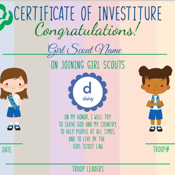 Investiture Certificate - Etsy