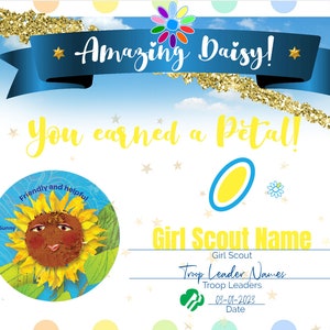 Editable Daisy Petals Bundle Girl Scout Certificates Print From Home - Etsy