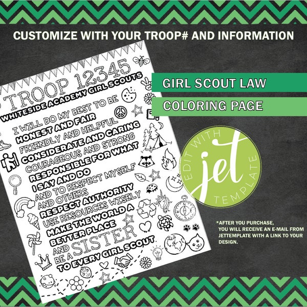 Girl Scout Law Coloring Pages - Etsy
