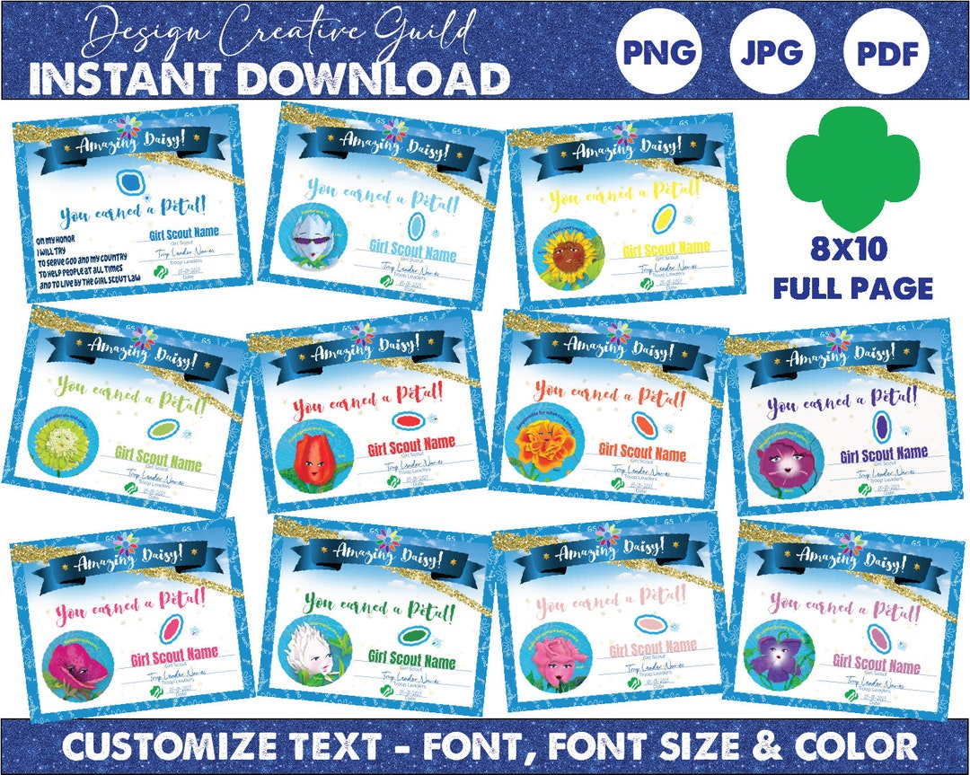 Editable Daisy Petals Bundle - Girl Scout Certificates - Print From ...