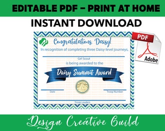 EDITABLE GS Brownie Summit Award Print From Home | Etsy