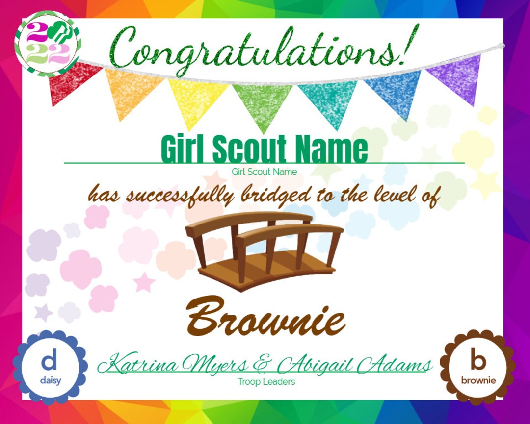 INSTANT DOWNLOAD EDITABLE Girl Scout Bridging Certificate - Daisy to ...