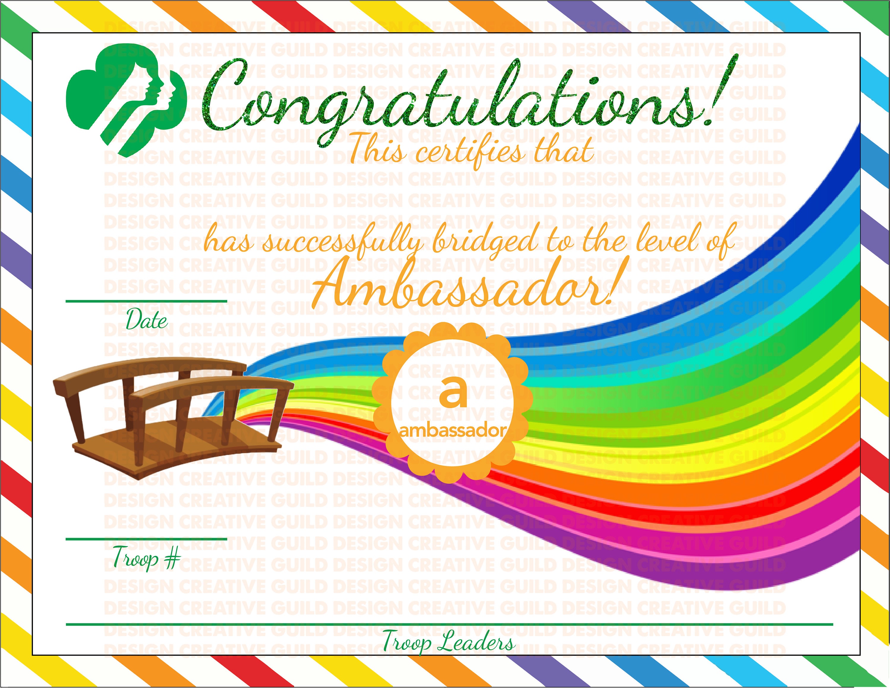 INSTANT DOWNLOAD EDITABLE Girl Scout Bridging Certificate | Etsy