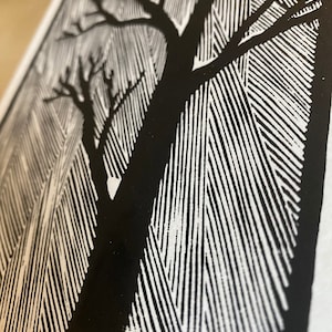 Snowy Tree Linocut Print - Etsy