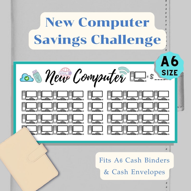 New Computer Savings Challenge Cards for A6 Binder, A6 Savings ...