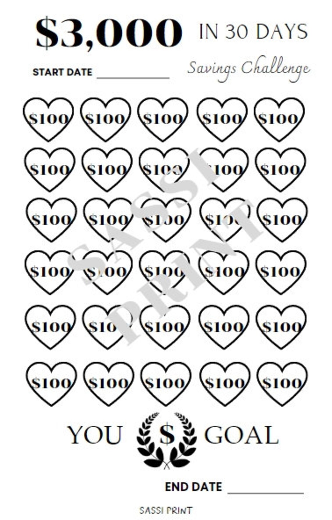 3,000 Money Saving Challenge, Save 3000 in 30 Days, 3000 Savings ...