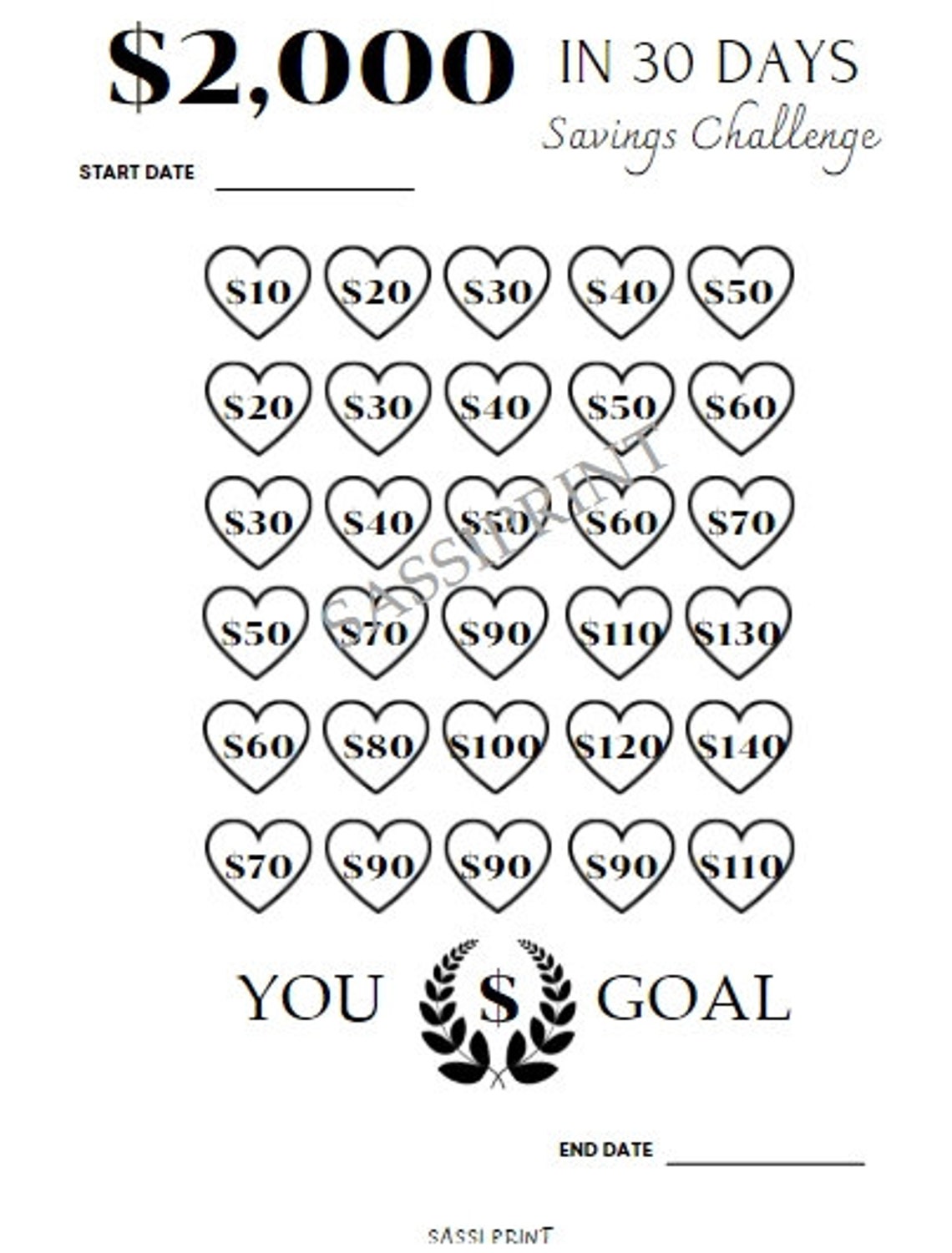 2,000 Money Saving Challenge, Save 2000 in 30 Days, 2000 Savings ...