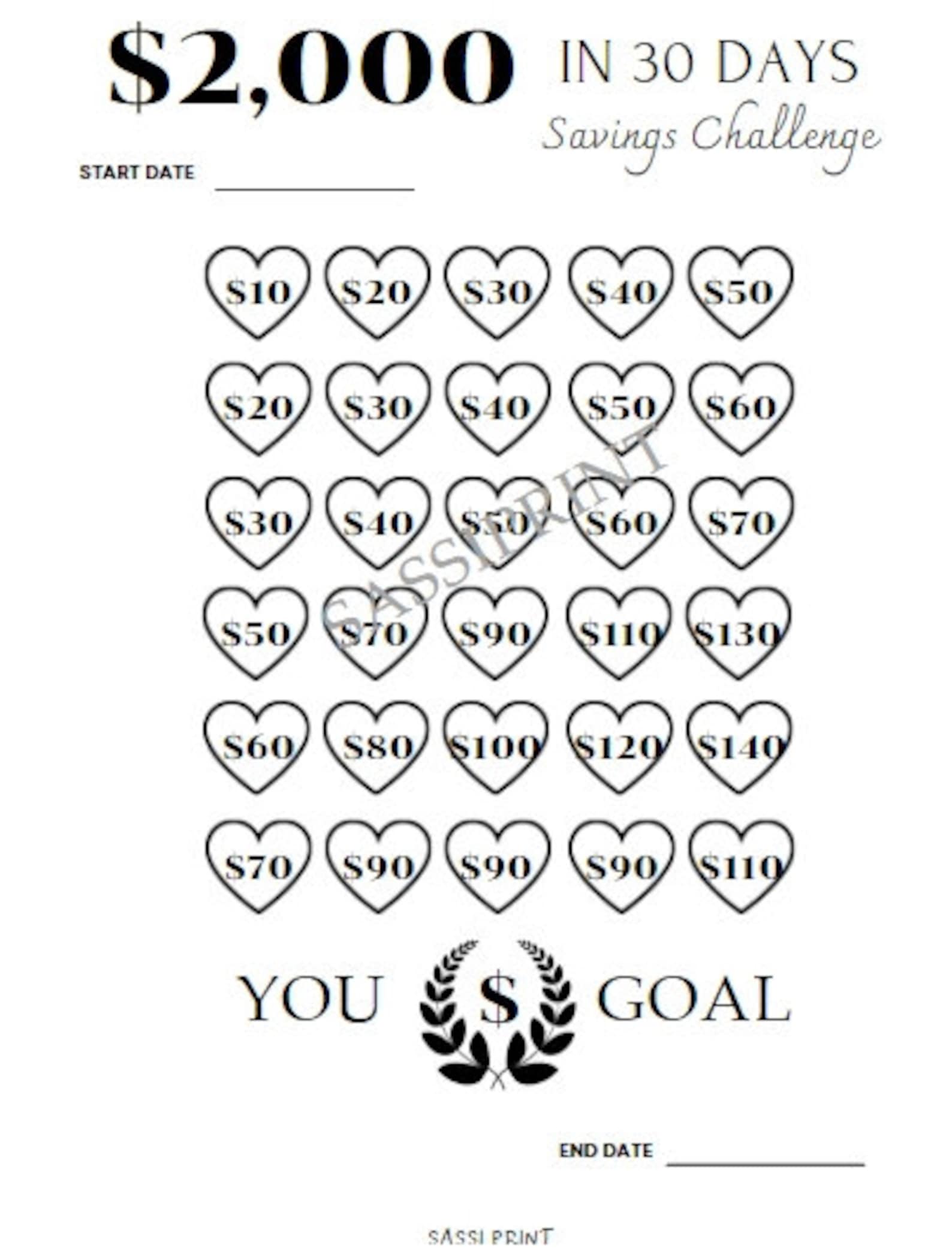 2,000 Money Saving Challenge, Save 2000 in 30 Days, 2000 Savings ...