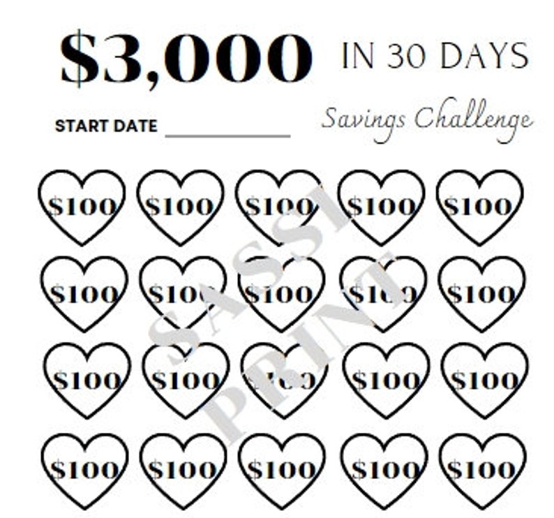 3,000 Money Saving Challenge, Save 3000 in 30 Days, 3000 Savings ...