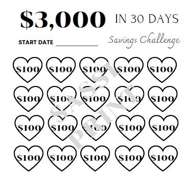 3,000 Money Saving Challenge, Save 3000 in 30 Days, 3000 Savings ...