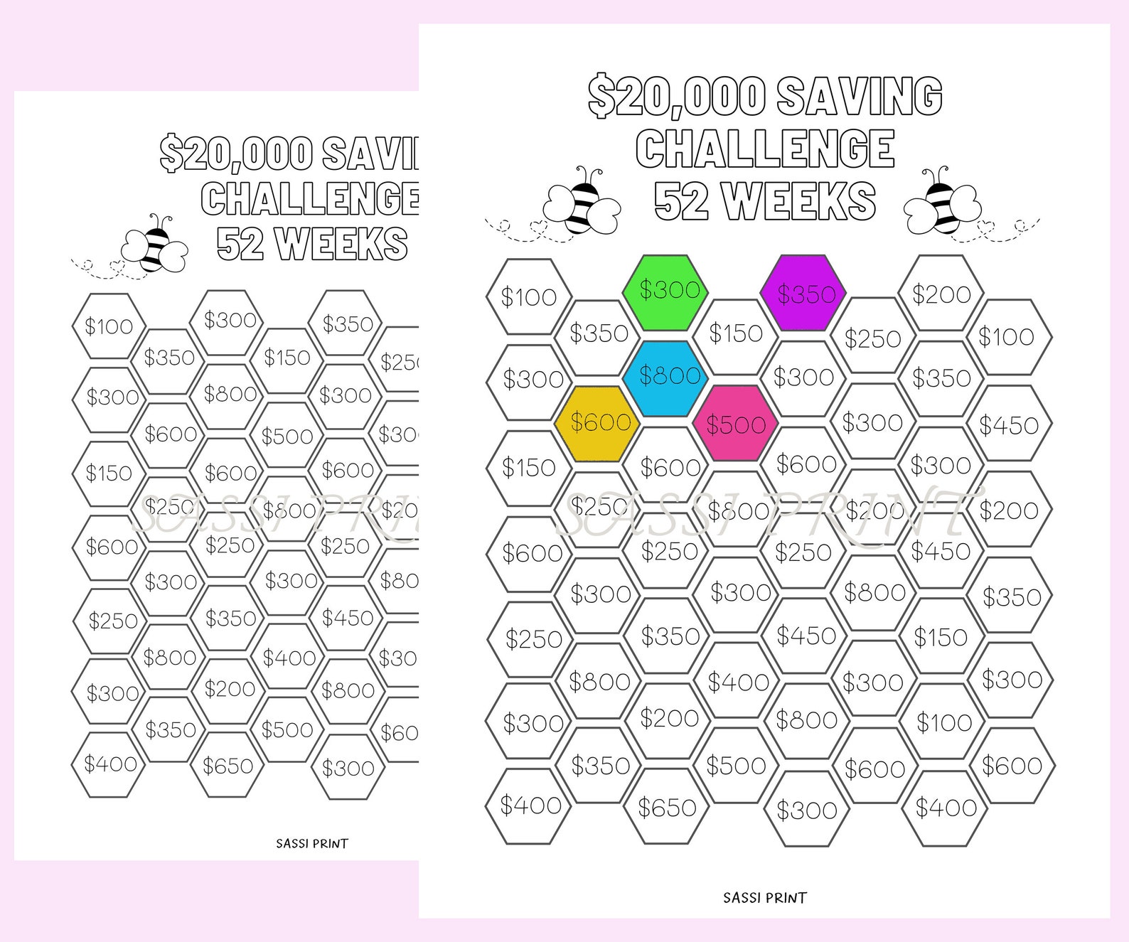 Save 20,000 Dollars in 52 Weeks, Money Saving Challenge 20K, 20,000 ...