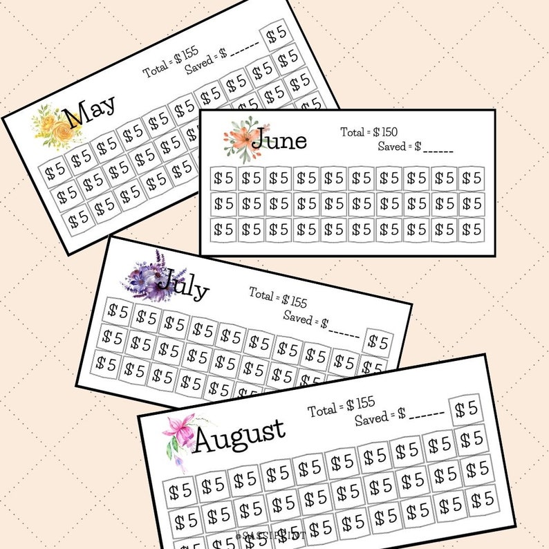 12 Monthly Savings Challenge Cards for A6 Binder A6 Savings - Etsy